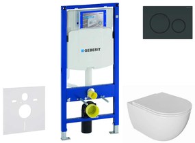 Geberit Duofix - Set předstěnové instalace, klozetu Oudee a sedátka softclose, tlačítko Sigma20, černá lesk/černá mat SANI11CA5131
