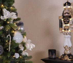 Černo-zlatá vánoční dekorace socha Louskáček s Led světýlky - 21*20*67 cm