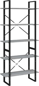 Knihovna s 5 policemi šedá sonoma 80x30x175 cm kompozitní dřevo 3114017