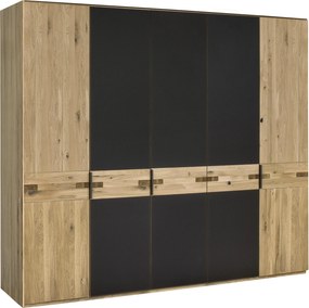XXXLutz ŠATNÍ SKŘÍŇ S OTOČNÝMI DVEŘMI, dub, antracitová, dub bianco, 247/214/61 cm Linea Natura - Šatní skříně - 000891001102