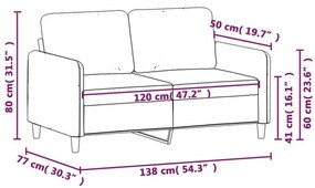 Petromila 2místná pohovka světle šedá 120 cm samet