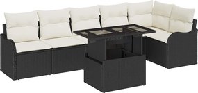 Set pohovek 7 ks Černá Poly ratan 3348473