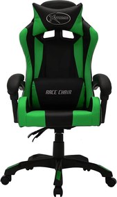 Herní židle s RGB LED podsvícením zeleno-černá umělá kůže 287999