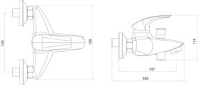 Novaservis Metalia 57 Vanová baterie bez příslušenství 100 mm, chrom, 57024/1,0