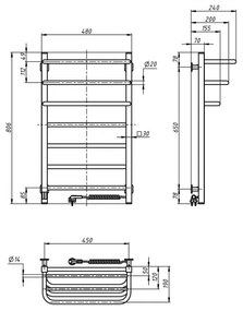Koupel. elektrický radiátor s term. FORTIS 350W/230V 80,6 cm IP44 černá pravá