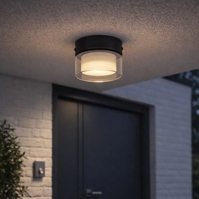 Moderní stropní svítidlo černé s kouřovým sklem - Puck