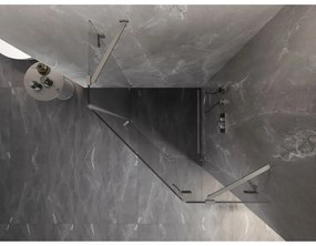Mexen Lunar, pětiúhelníkový sprchový kout s pravým sklonem 90 x 90 cm, 8mm čiré sklo, ocelový profil, 831-090P-090L-97-00-P