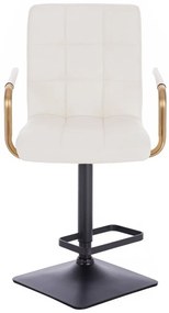 LuxuryForm Barová židle VERONA GOLD na černé hranaté základně - bílá