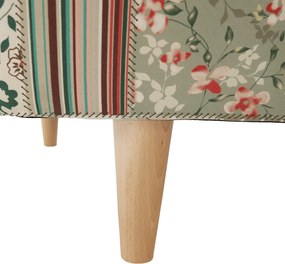 relaxační křeslo, ušák, dřevo/látka, nohy světlé/potah patchwork viorica 1, Tempo Kondela CHARLOT