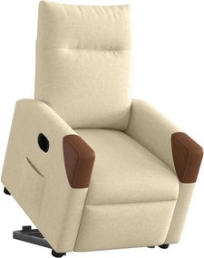 Elektrické zvedací polohovací křeslo krémové textil 3324026