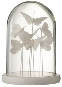 Dekorativní skleněné těžítko s bílými motýly S - 17,5*17,5*25,5 cm