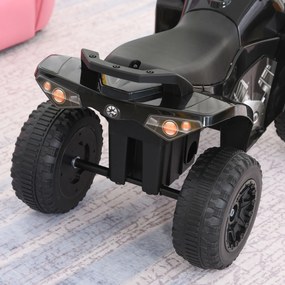 HOMCOM Dětský čtyřkolový vůz pro děti 18-36 měsíců s funkcí osvětlení a hudby, podporuje až 20 kg, 67,5x38x44 cm, černý