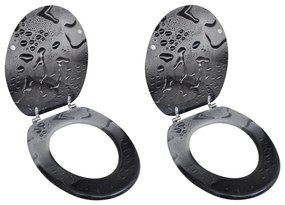 WC sedátka s víky 2 ks MDF kapky vody 275916