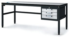 Alfa 3 Antistatický dílenský ESD stůl, 3 zásuvkový box na nářadí, 1800x800x745-985 mm