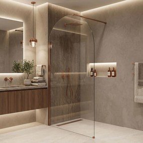 Bezrámová sprchová zástěna REA HEAVEN COPPER BRUSH 120 cm, měď kartáčovaná/transparent - bez vaničky