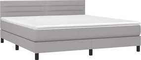 Box spring postel s matrací a LED světle šedá 180x200 cm textil 3133253