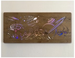 Li-Go "Malý princ" světelný obraz s baterií 90x40cm varianta: ovládání na obraze bez dálkového ovladače, provedení: dub světlý