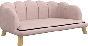 PawHut Psí Pohovka, Pratelný Potah, Psí Sofa s Opěrkou a Dřevěnými Nohami, Kočičí Pohovka, pro středně velké psy do 25 kg, Růžová