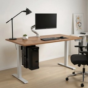 Výškově nastavitelný stůl OfficeTech B, 160 x 80 cm, šedá podnož, dub silverjack