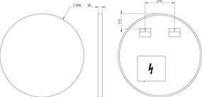 Sapho Sapho, VELUR kulaté zrcadlo s LED podsvícením, ø 60cm, VE060