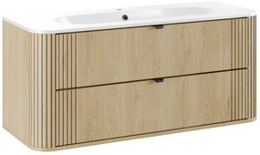 Comad Koupelnová skříňka s keramickým umyvadlem Ovalia Cremona 120 cm - dub cremona