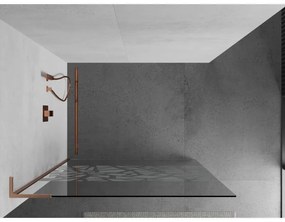 Mexen Kioto L, sprchová zástěna Walk-In 90 x 200 cm, 8mm čiré sklo bílý vzor, ​​měděný matný profil, 800-090-103-65-85