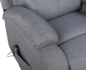 TV křeslo MORGAN s elektrickým polohováním — látka, šedá, nosnost 130 kg