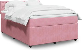 Box spring postel s matrací růžová 140x190 cm samet 3287751