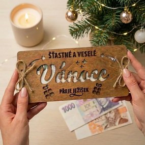Ahome CZ Vánoční dřevěná obálka na peníze