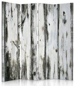 Ozdobný paraván Dřevěné desky - 145x170 cm, čtyřdílný, obustranný paraván 360°