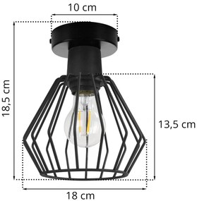 Stropní svítidlo Nuvola 2, 1x černé drátěné stínítko