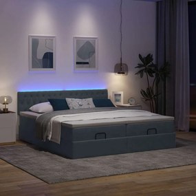 Osmanský rám postele s matracíes tmavě šedá 160x200cm samet 3312936