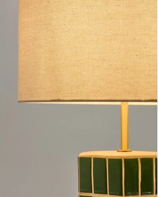 Zelená/krémová stolní lampa s textilním stínidlem (výška 61,5 cm) Rue – Kave Home