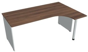 Stůl ergo levý 180*120 cm - Hobis Gate GE 1800 L Dekor stolové desky: ořech, Dekor lamino podnože: šedá, Barva nohy: stříbrná