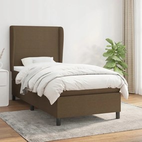 Box Spring Postel S Matrací Textil Tmavě Hnědá Hladký design 90 x 190 cm
