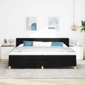 Postel s boxspringem s čelo Černá 200 x 200 cm textil 3341316