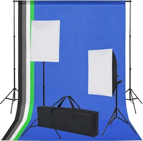 Profesionální foto studio set: 5 barevných pozadí a 2 softboxy 190207