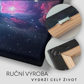 Obraz na plátně - Hvězdy obklopené barevnou Galaxií FeelHappy.cz Velikost obrazu: 60 x 20 cm