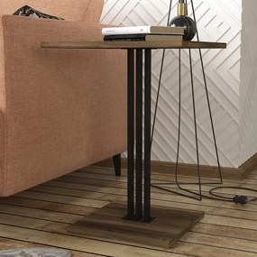 Odkládací příruční stolek HAMLET 45x45 cm, vlašský ořech, kov černý matný lak
