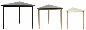 DKD Home Decor Sada 3 malých stolků - Bílý Černý Zelená Zlatá 68 x 46,5 x 53 cm