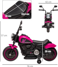 HOMCOM Dětská elektrická motorka s odnímatelnými tréninkovými koly, dětská motorka pro 1,5-3 roky, elektrické vozidlo v růžové barvě | Aosom.de