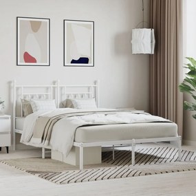 Kovový rám postele s čelem bílý 140 x 190 cm,  353586