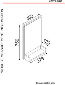 Nástěnné zrcadlo v černém rámu s poličkou Hanna