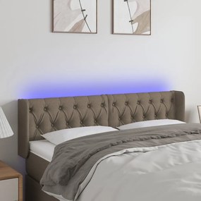 Čelo postele s LED taupe 147 x 16 x 78/88 cm textil
