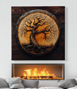 Obraz na plátně - Strom života Aurelis, dřevo styl FeelHappy.cz Velikost obrazu: 100 x 100 cm