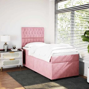 Box spring postel s matrací růžová 100x200 cm samet 3293145