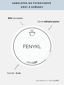 Samolepka na kořenky FENYKL bílá 5 cm základní písmo