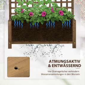 Outsunny vyvýšený záhonový květináč s mříží, mřížový květináč dřevo, zahradní mříž 90 x 45 x 183cm pro zahradu balkon terasa, květináč pro popínavé r…