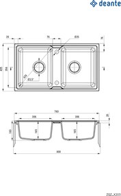 Deante Dřez Zorba 2 komory, granit - ZQZ 2203 grafit