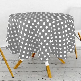 Ubrus PVC kulatý DC-416 – Puntíky na šedém (různé velikosti)
